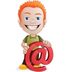 Male Vector Character with Email Symbol - Vector Characters