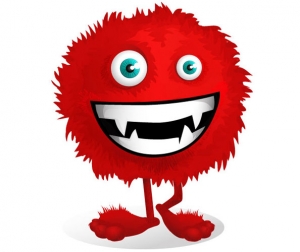 Red Fluffy Monster Vector Character - Vector Characters