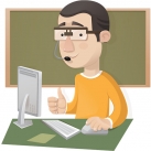 Nerd Vector Character With a Computer - Vector Characters