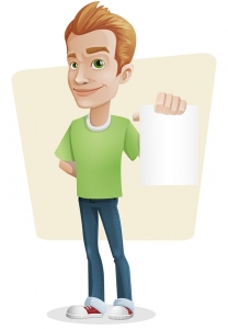 Casual Guy Vector Character Holding a Note - Vector Characters
