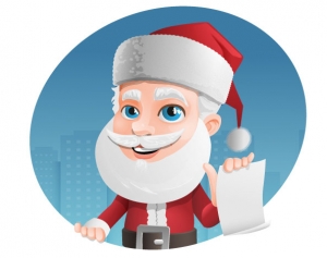 Santa Claus Vector Character Holding a Note - Vector Characters