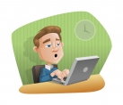 Man Vector Character with laptop - Vector Characters