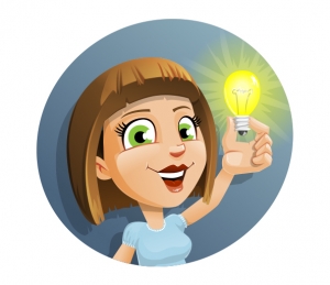 Girl Vector Character with Idea - Vector Characters