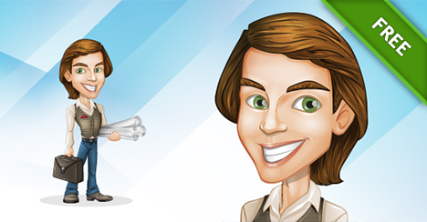 Vector Businessman Carrying Blueprints - Vector Characters