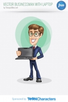 Vector Businessman with Laptop - Vector Characters