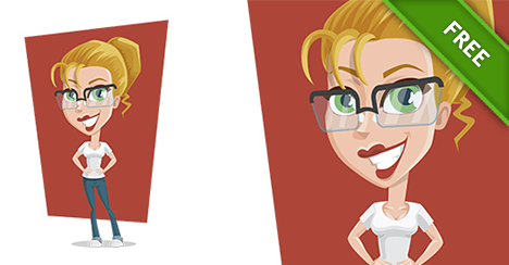Vector Casual Girl with Glasses - Vector Characters