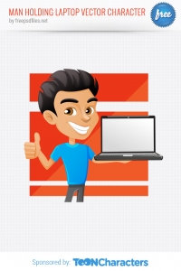 Man Holding Laptop Vector Character - Vector Characters