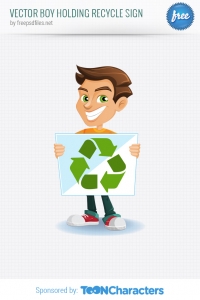 Vector Boy Holding Recycle Sign - Vector Characters