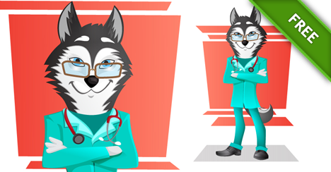 Vector Husky Doctor - Vector Characters