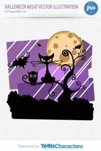 Halloween Night Vector Illustration - Vector Characters