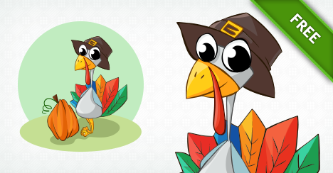 Vector Turkey Wearing Hat - Vector Characters