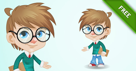 Cute Boy Holding a Notepad - Vector Characters