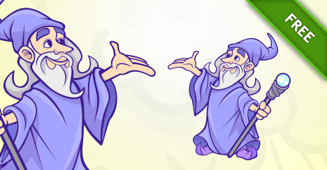 Wizard With a Magic Stick - Vector Characters