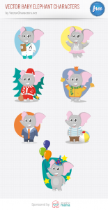 Vector Baby Elephant Characters - Vector Characters
