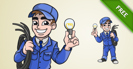 Vector Electrician Man - Vector Characters