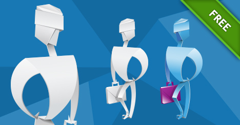 Origami Man with a Briefcase - Vector Characters