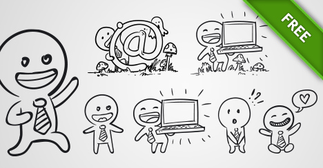 Vector Outline Characters Set - Vector Characters