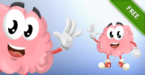 Cheerful Vector Brain Character - Vector Characters