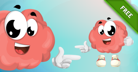 Cute Vector Brain Character - Vector Characters