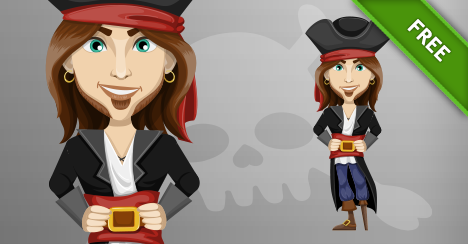 Male Pirate with Peg Leg - Vector Characters
