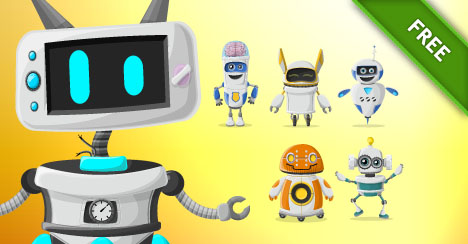 Vector Robot Character Set - Vector Characters