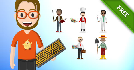 Job Male Character Vector Set - Vector Characters