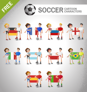 Soccer Cartoon Characters Vector Set - Vector Characters