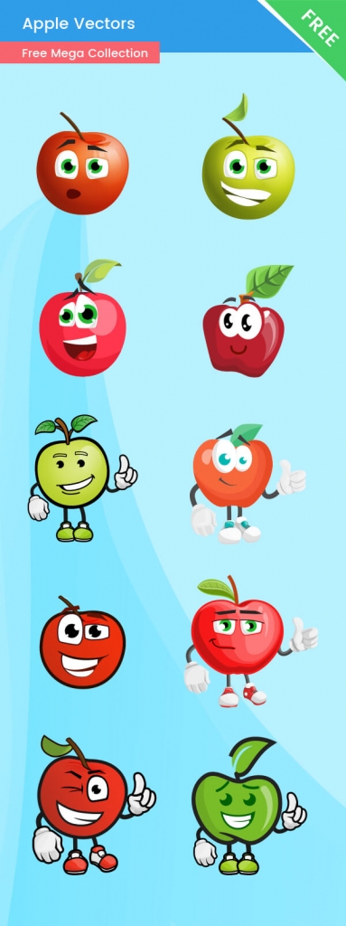 Free Vector Apple Characters Set - Vector Characters