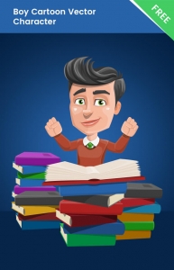 Smart Cartoon Boy Vector - Vector Characters