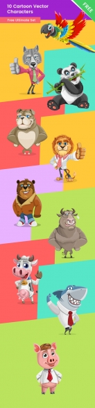 Cartoon Animals - Free Vector Collection - Vector Characters