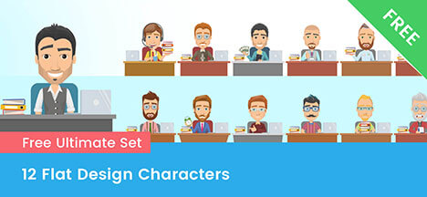 FREE Flat Design Characters Complete set - Vector Characters
