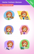 FREE Vector Cartoon Woman Set - Vector Characters