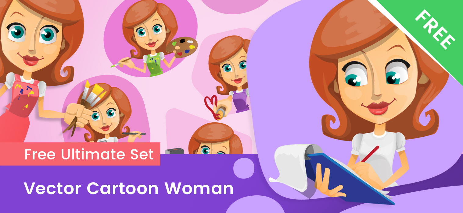 FREE Vector Cartoon Woman Set - Vector Characters