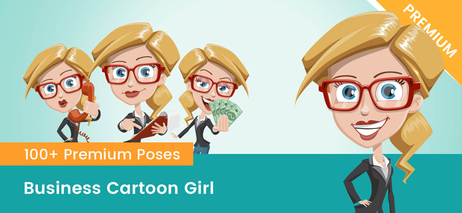 Business Cartoon Girl - Vector Characters