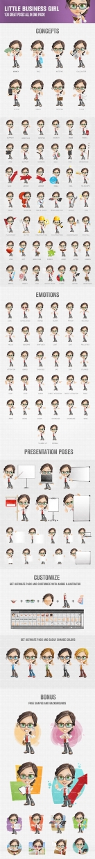 Geeky Girl Vector Set - Vector Characters
