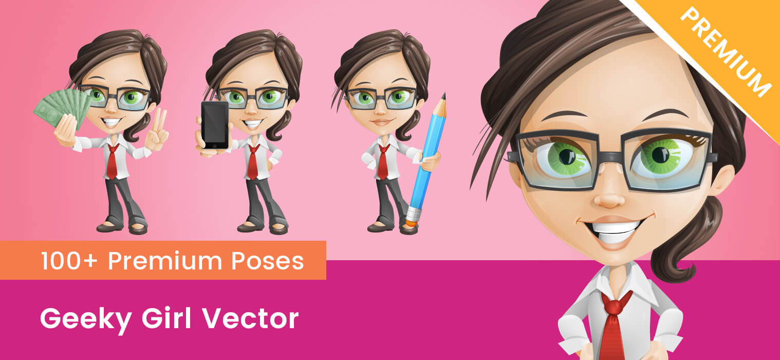 Geeky Girl Vector Set - Vector Characters