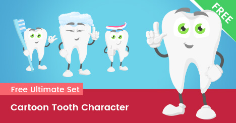 Cartoon Tooth Vector Set - Vector Characters