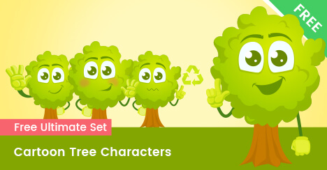 Cartoon Tree Vector Set - Vector Characters