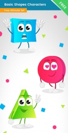 Basic Shapes Cartoon Characters Collection - Vector Characters