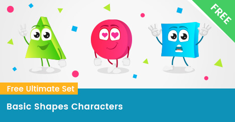 Basic Shapes Cartoon Characters Collection - Vector Characters