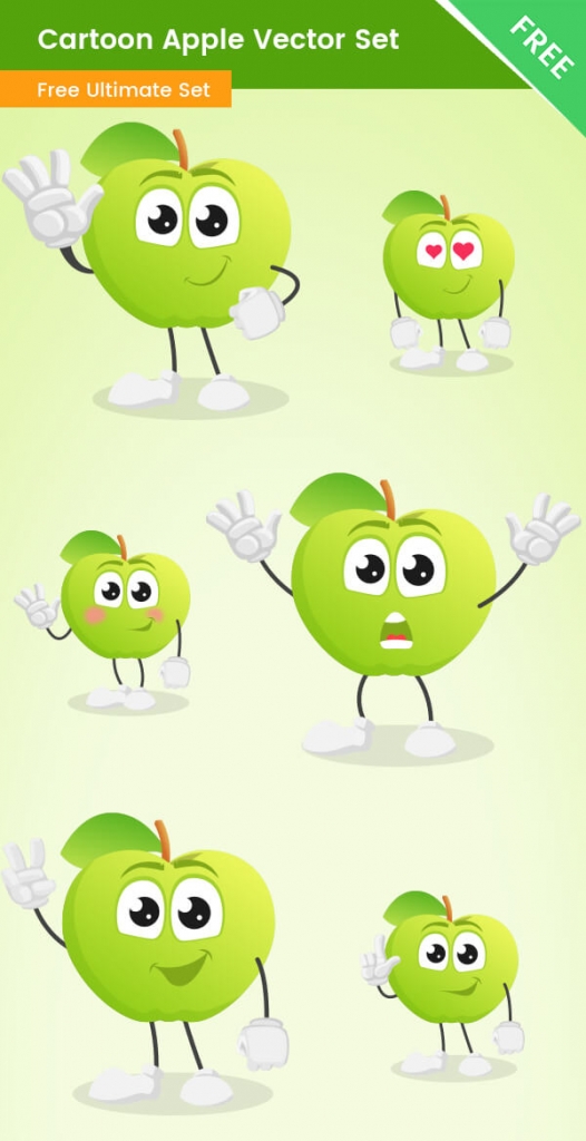 Cartoon Apple Vector Set - Vector Characters