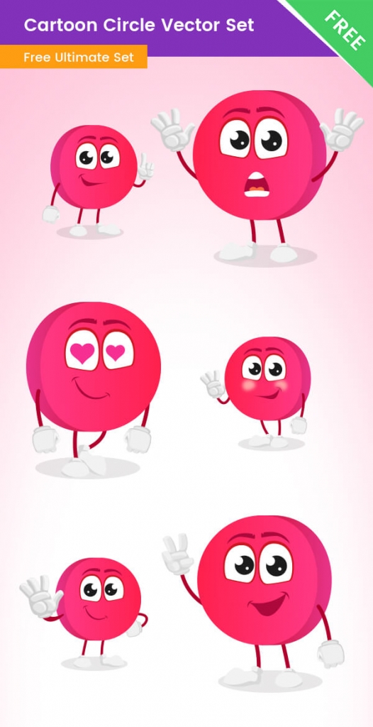 Cartoon Circle Vector Set - Vector Characters