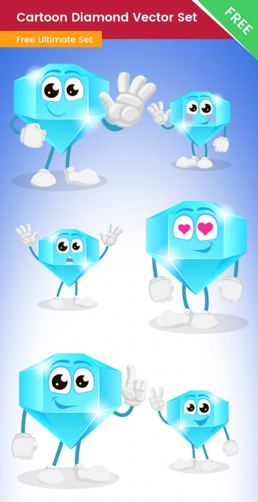 Cartoon Diamond Vector Set - Vector Characters