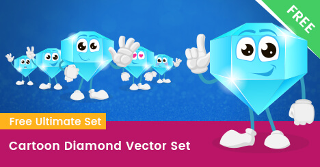 Cartoon Diamond Vector Set - Vector Characters