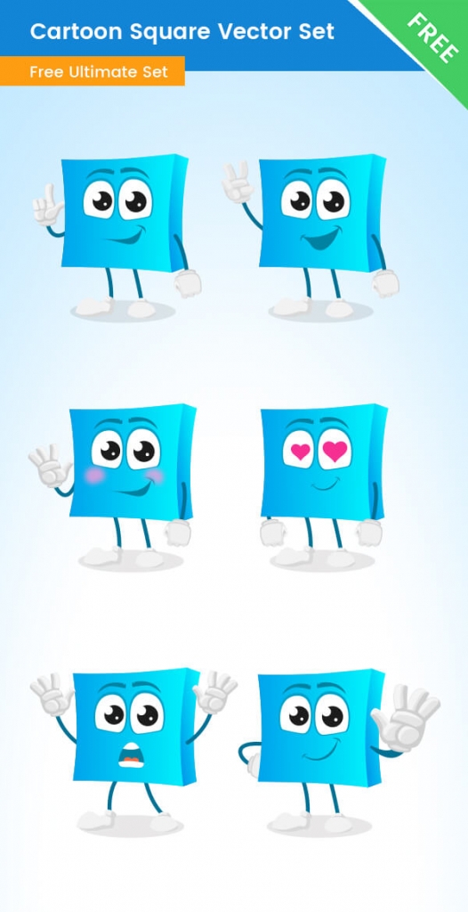 Cartoon Square Vector Set - Vector Characters