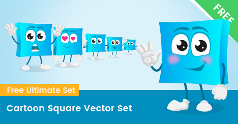 Cartoon Square Vector Set - Vector Characters