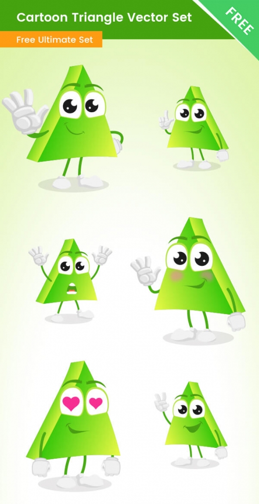 Cartoon Triangle Vector Set - Vector Characters