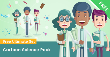 Cartoon Scientist Characters Set - Vector Characters