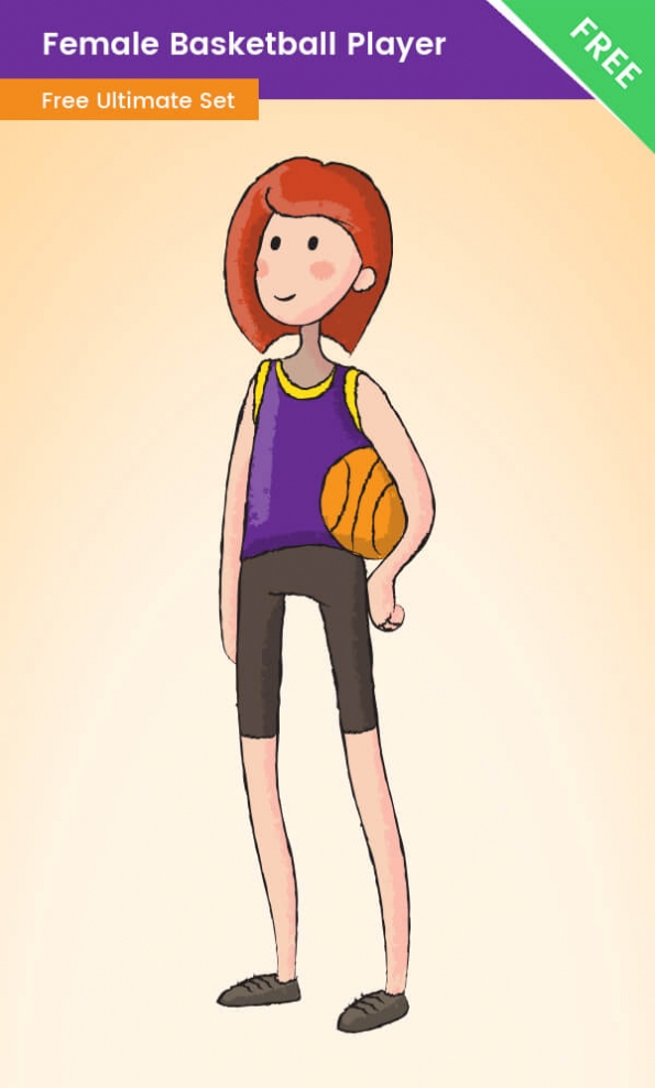 Female Cartoon Basketball Player - Vector Characters