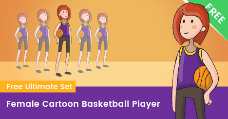 Female Cartoon Basketball Player - Vector Characters